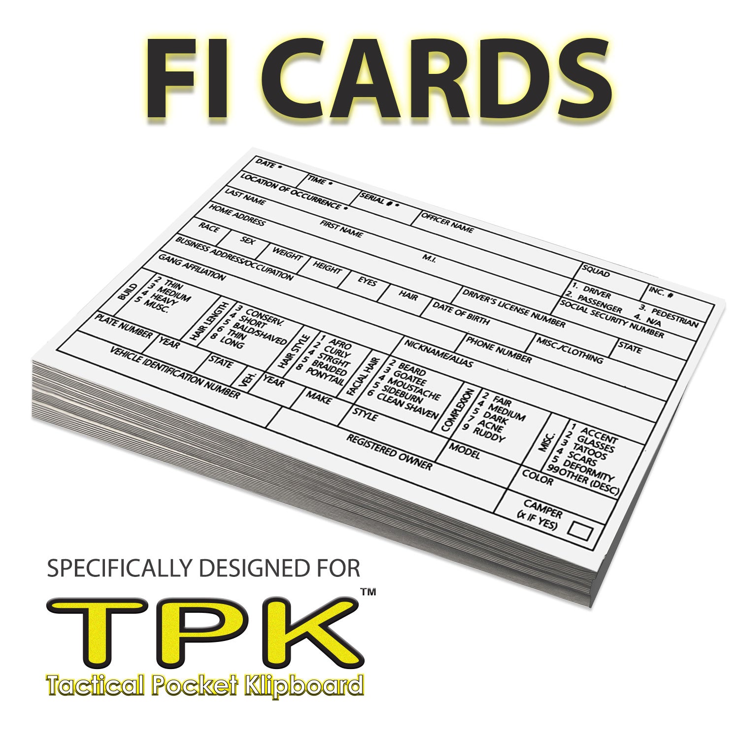 Shop Prefilled Field Interview Cards for First Responders ...